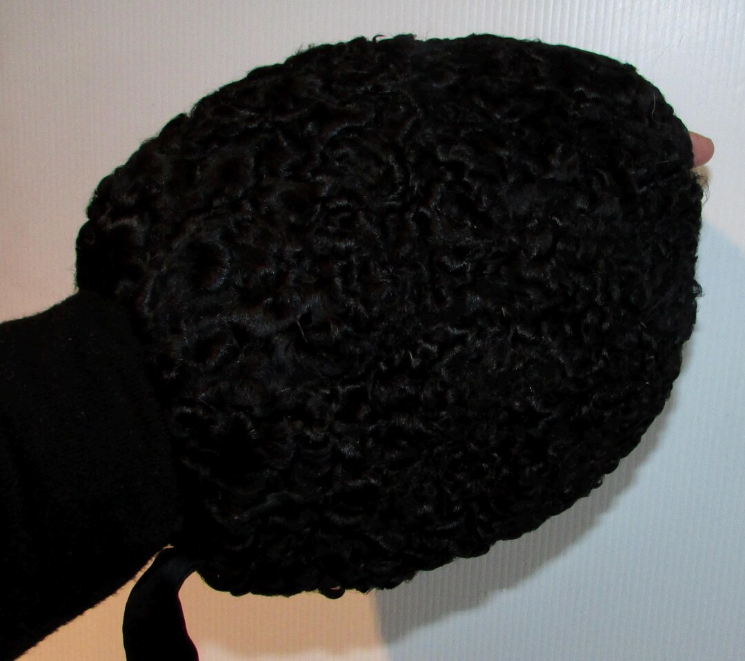 Vintage Beautiful Black Persian Lamb Fur Muff/joli Manchette En ...