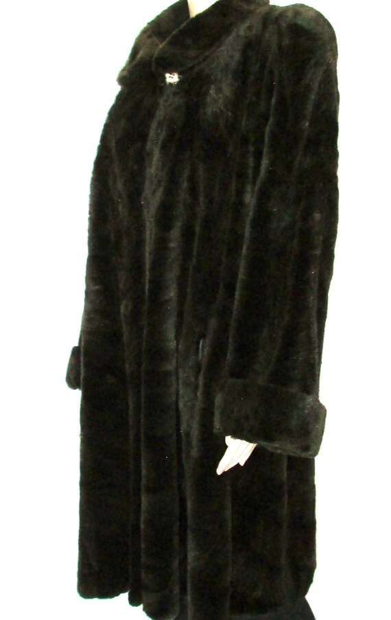 Vintage beautiful dark green sheared real legs mink f… - Gem