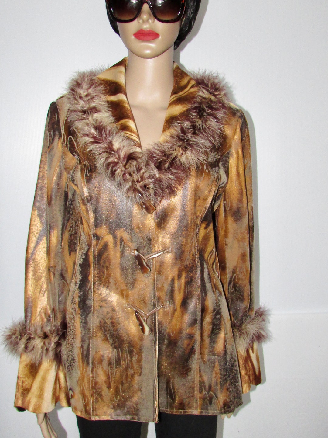 Vintage VERSACE Jeans' Couture/marabou Trim Camouflage Jacket/pretty ...