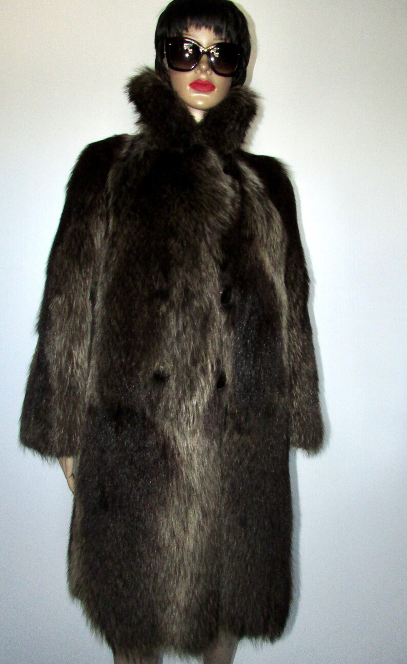 Vintage Beautiful Real Natural Raccoon Fur Coat/ Genuine Wild Cat Fur ...