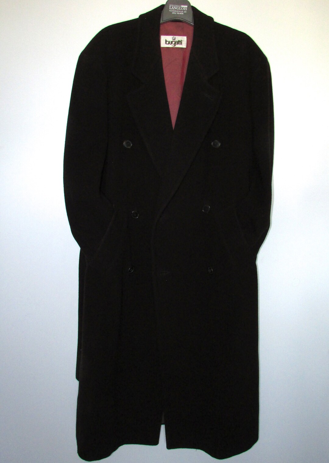 Vtg Elegant Maroon Wool BUGATTI Men Long Coat/élégant Long Manteau De ...