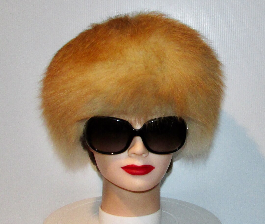 Vtg Real Vibrant Fluffy Red Fox Fur Hat /flamboyant Real Red Fox Fur ...