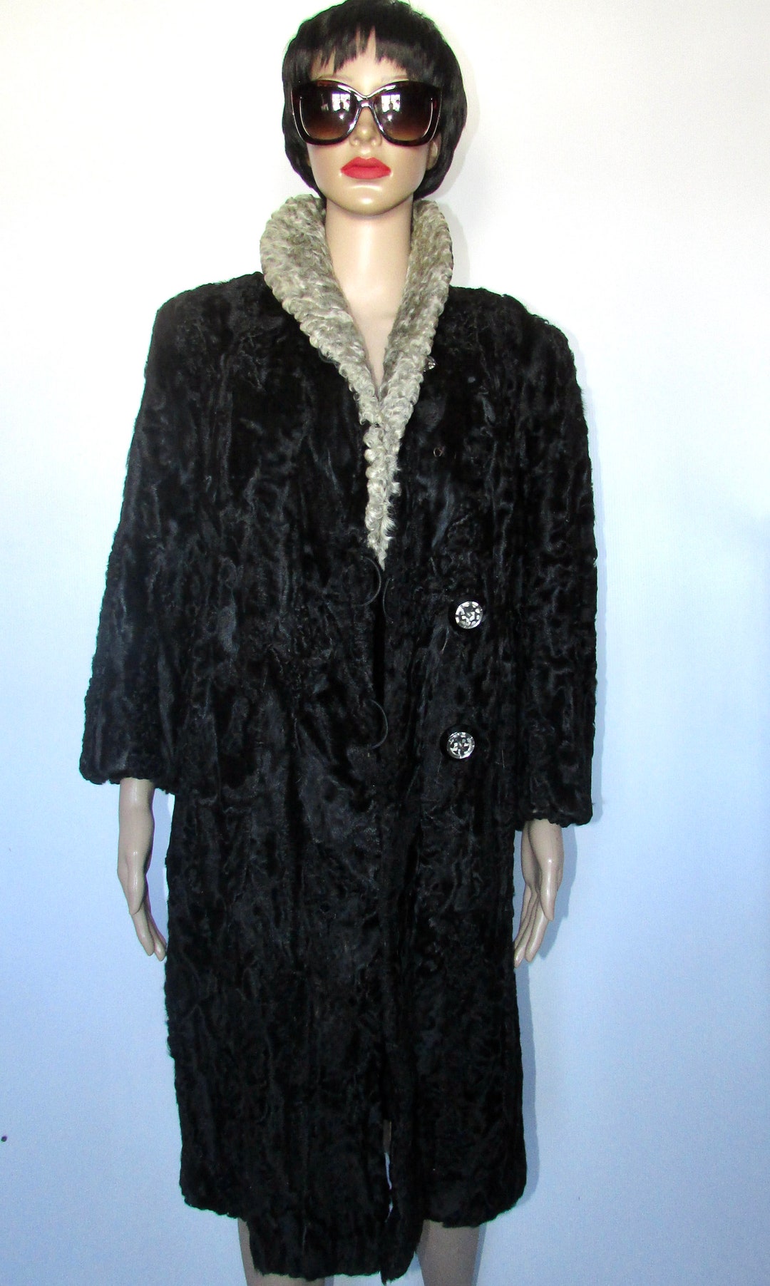 Vtg Nice Black Broadtail Swakara Fur Coat/grey Persian Lamb - Etsy