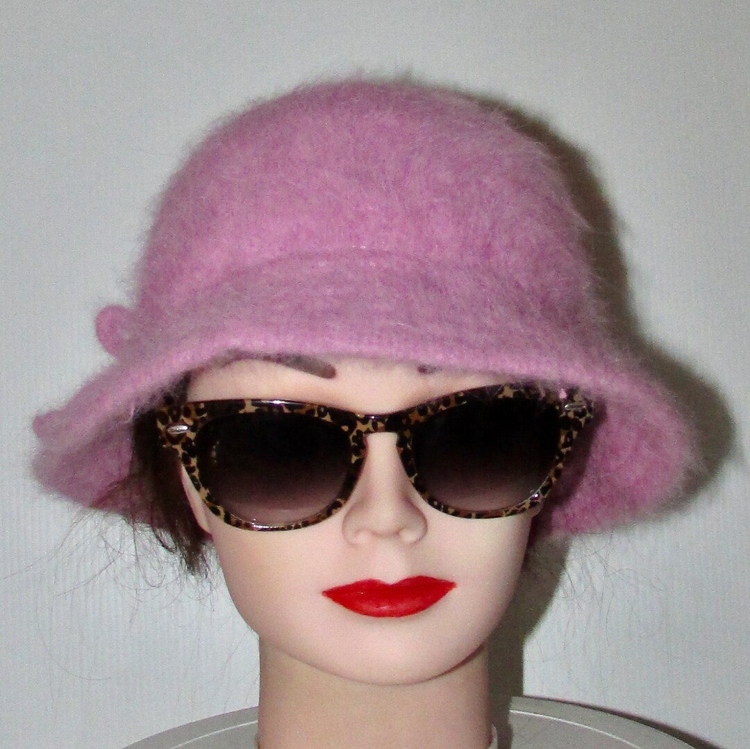 Vtg Nice Tender Rose Pink Angora Bonnet Hat /pretty Bonnet or Hat in ...