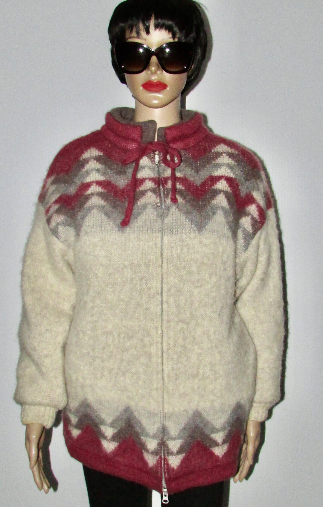 Vtg Alafoss Icewool Multicolor Lined ICELAND Woman Sweater/very ...