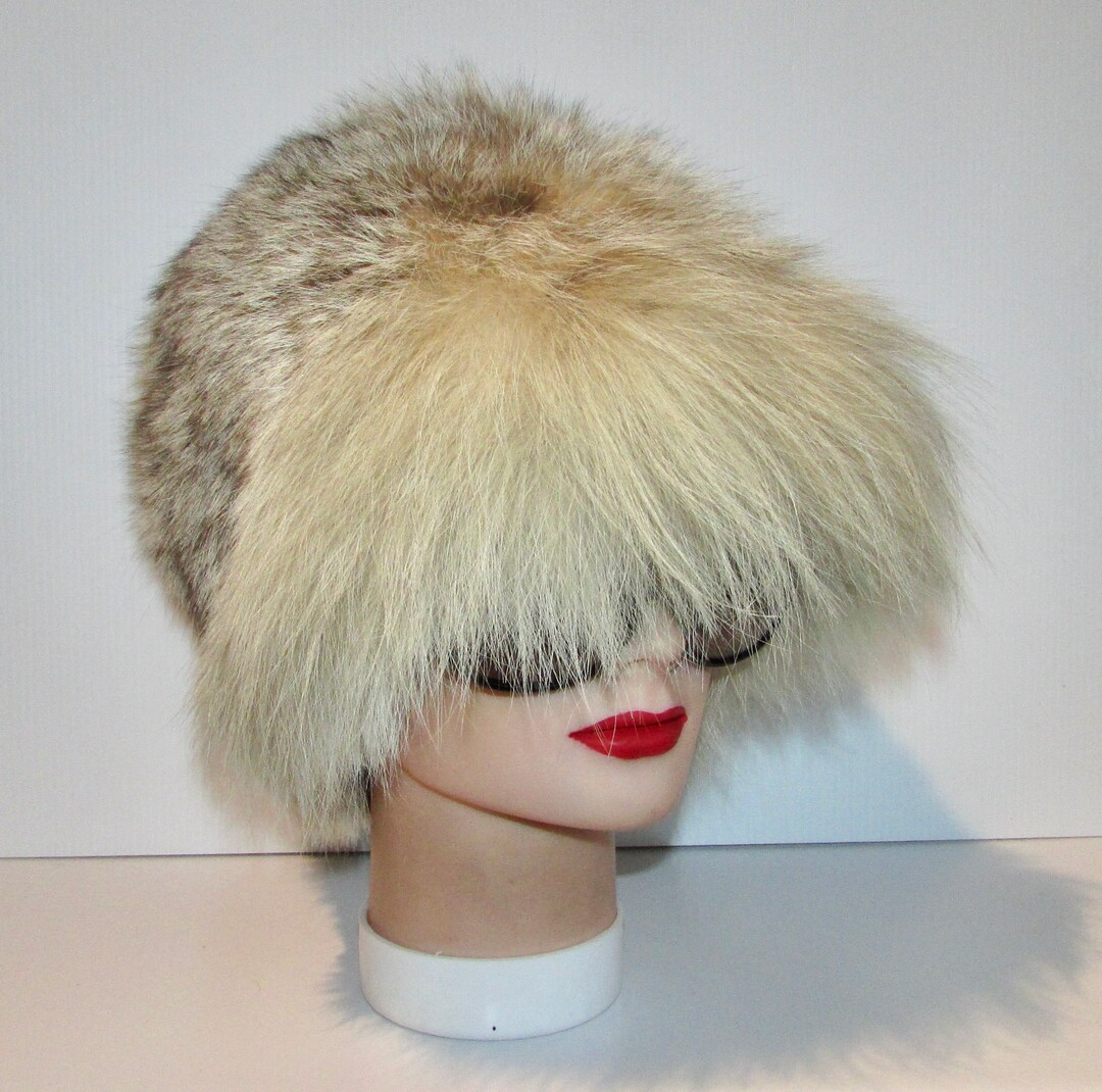 Vintage Natural Real Canadian Mountain Cat Fur Hat/hat of Genuine ...