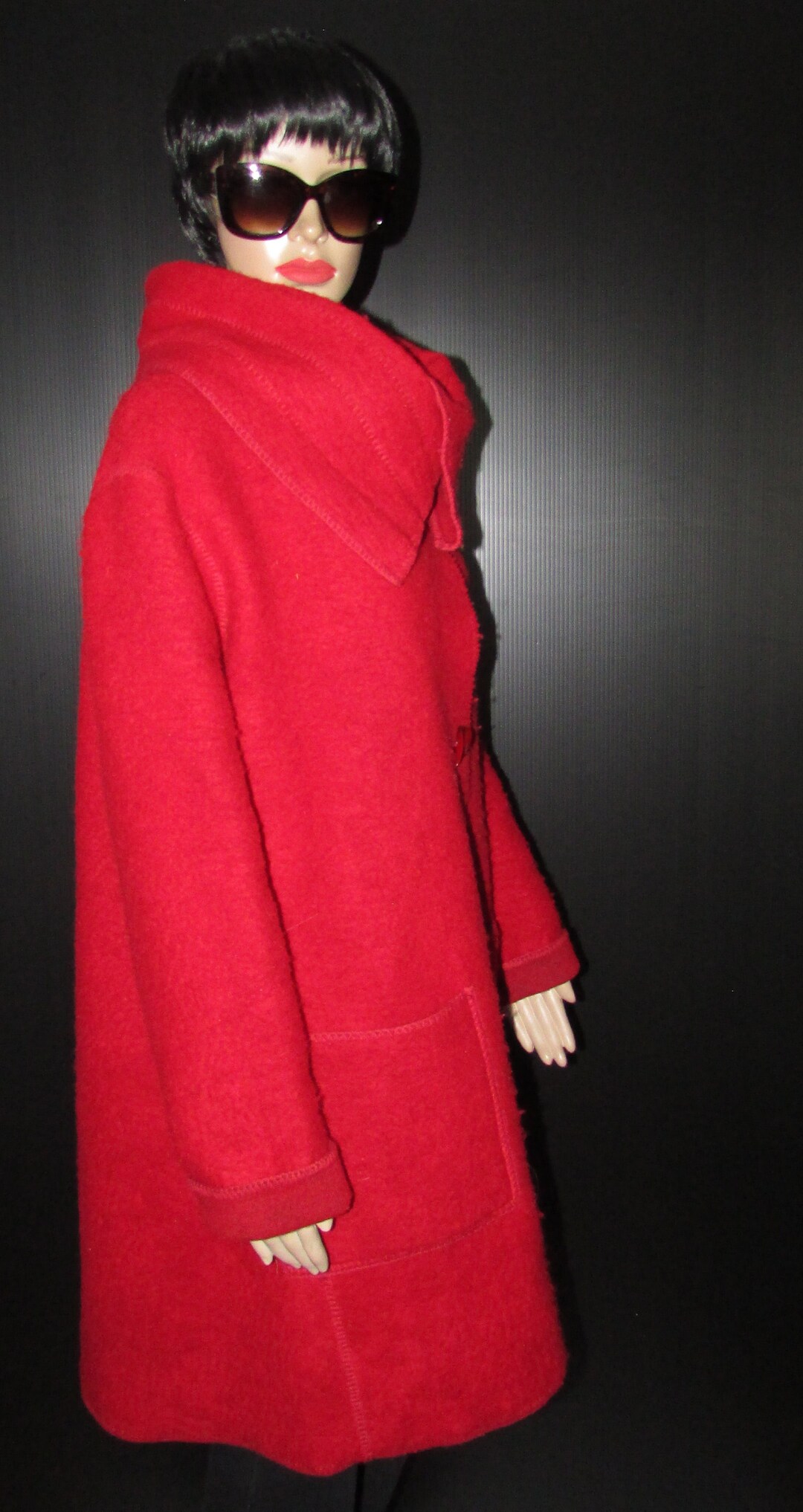 Vintage Beautiful Red Kiss Unlined Wool/polyester LUNDSTROM Coat/joli ...