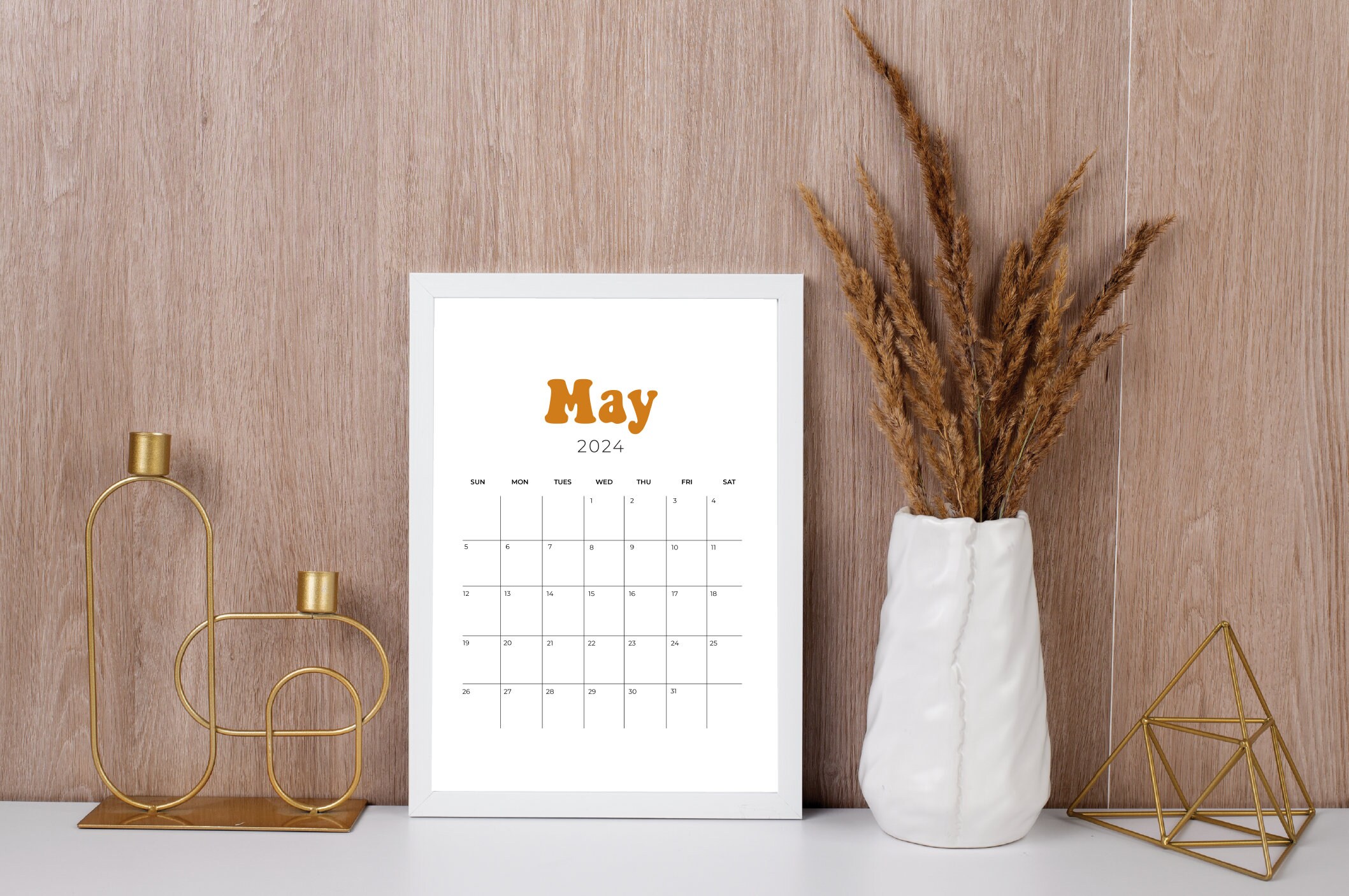 2024 Groovy Calendar Printable Digital Download Planner Trendy Modern ...