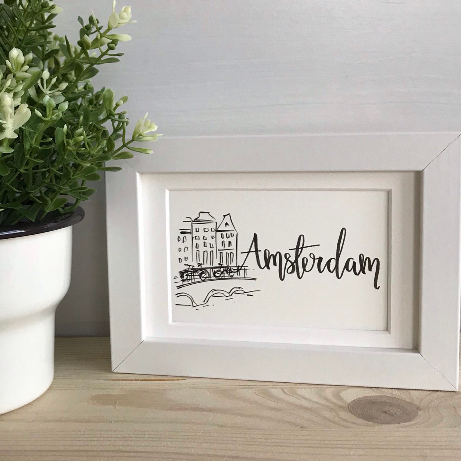 Amsterdam Hand Drawn Modern Calligraphy Location Illustration FRAMED ...