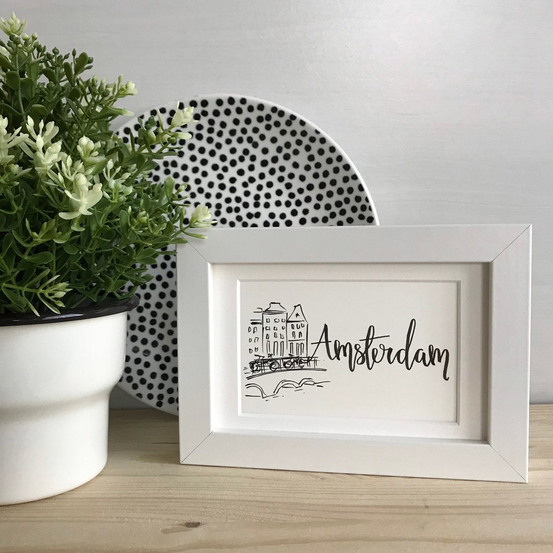 Amsterdam Hand Drawn Modern Calligraphy Location Illustration FRAMED ...