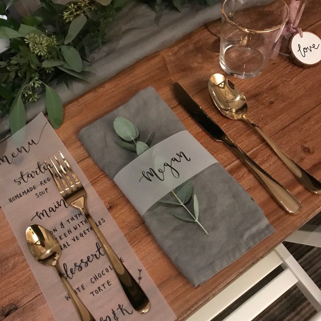 Christmas Table/wedding Napkin Place Names Modern Calligraphy - on ...