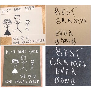 Actual Kids Drawing, Handwritten Shirt, Kids Handwriting Gift, Unique ...