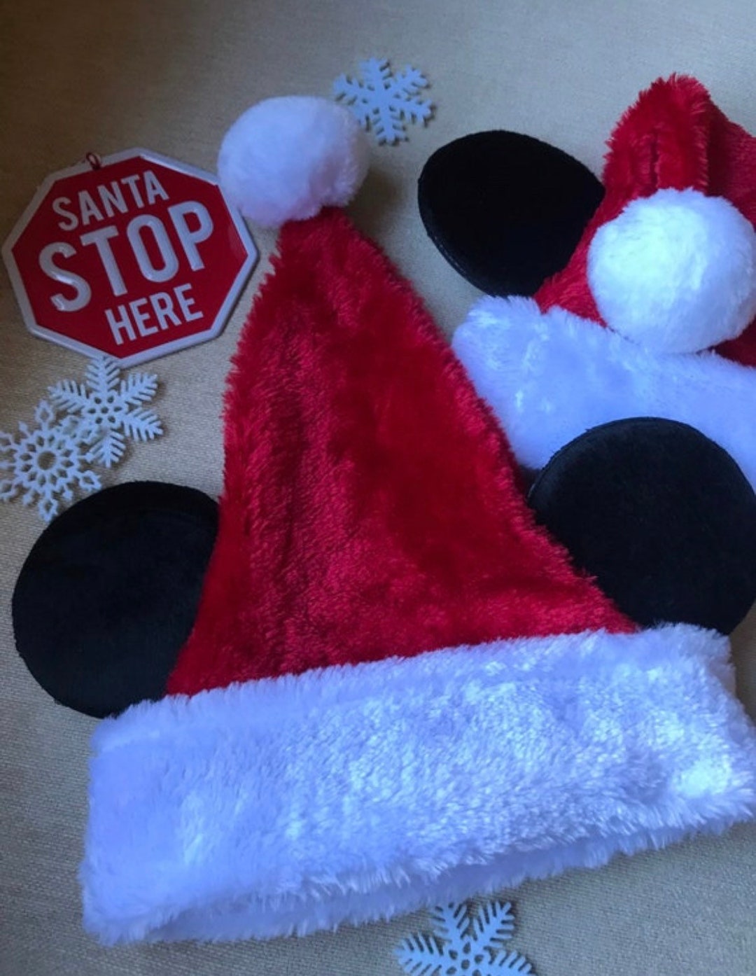 Mouse Ear Santa Hat, Santa Hat, Ear Hat, Christmas Hat, Mouse Ears - Etsy