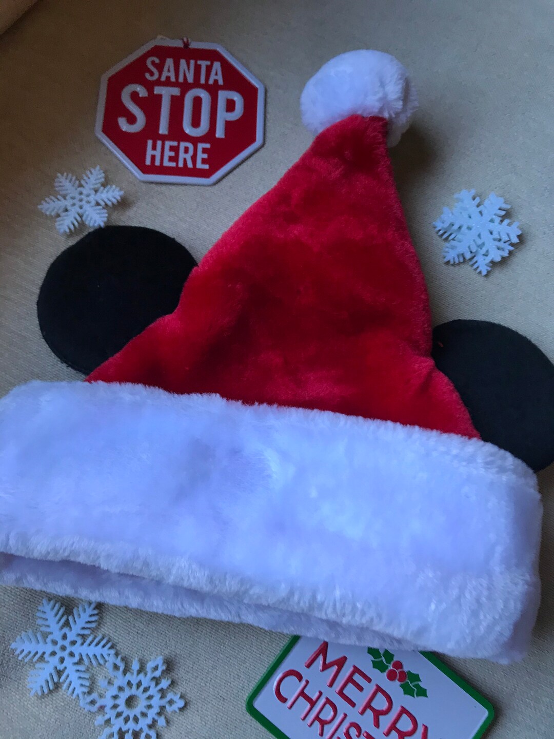 Mouse Ears Santa Hat, Toddler Sized Santa Hat, Christmas Mouse Ears ...