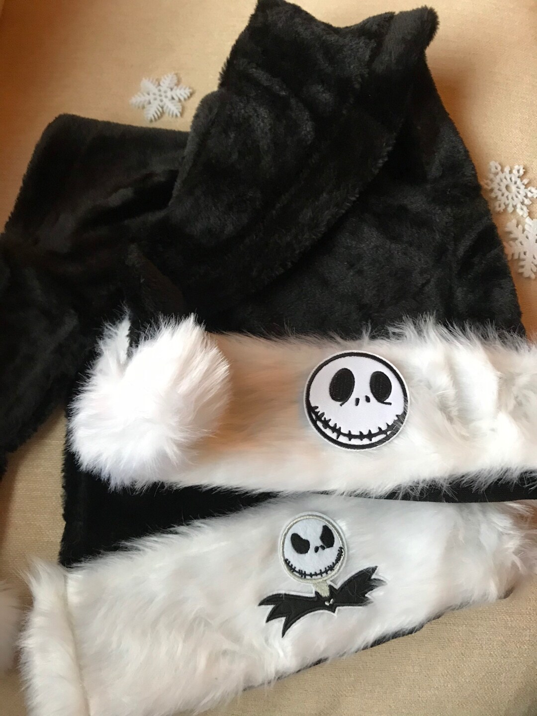 NBC Santa Hat, Jack Skellington Santa Hat, Santa Hat, Black Long Santa ...