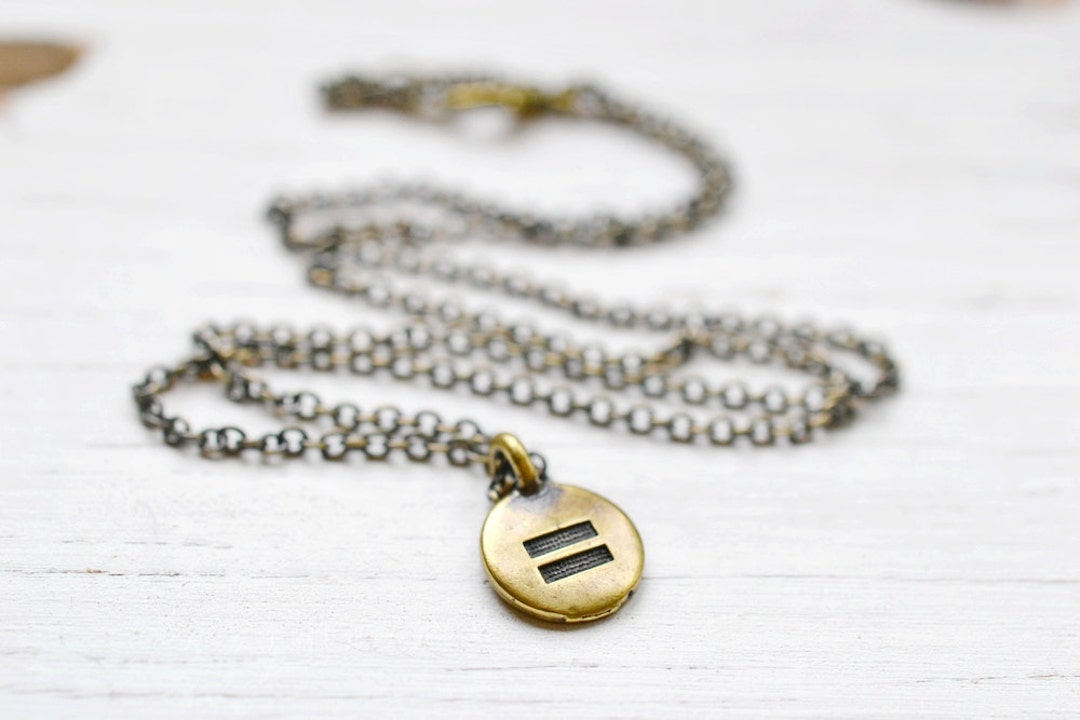 Antiqued Brass Equal Sign Necklace, Meditation Necklace, Equality ...