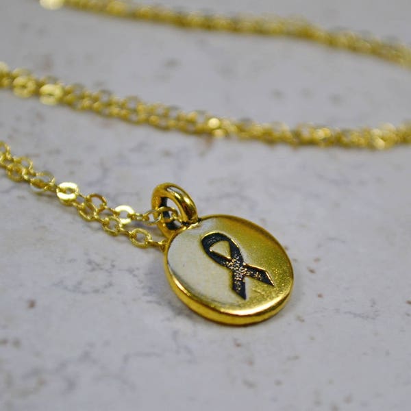 Gold Ribbon Necklace - Etsy