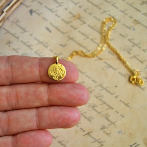 Tiny Gold Wildflower Necklace, Small Golden Charm, Stamped Flower ...