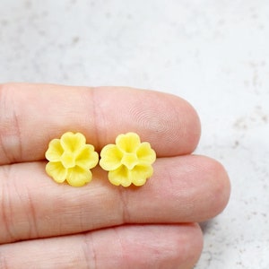 Yellow Blossom Earrings, Yellow Flower Studs, Yellow Sakura Blossoms ...