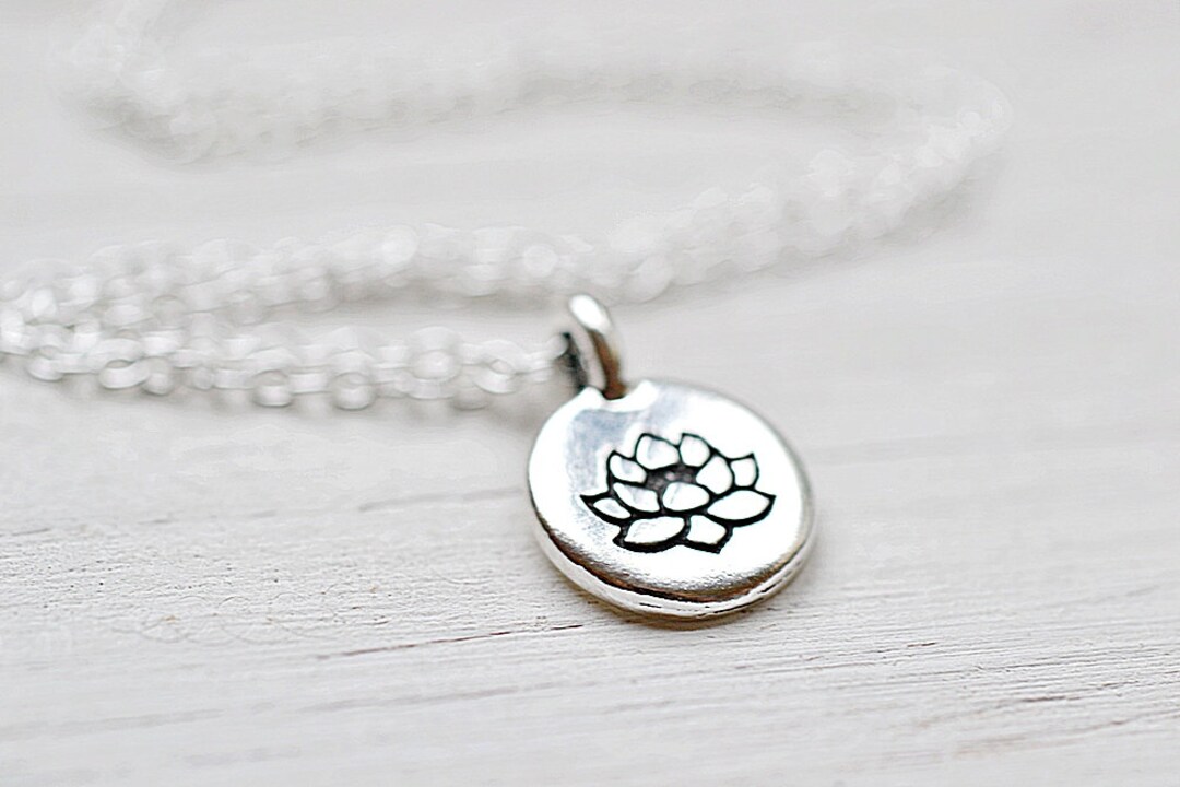 Silver Lotus Necklace, Lotus Flower Meditation Charm, Buddhism Yoga ...