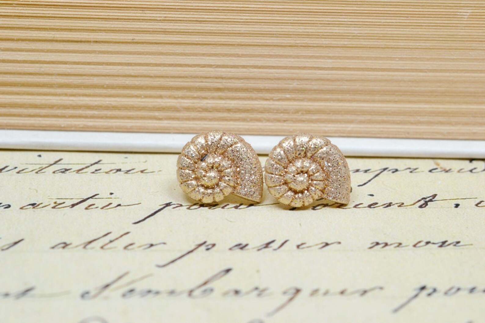 Glittery Gold Seashell Earrings Golden Sea Shell Studs - Etsy
