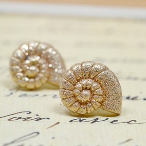 Glittery Gold Seashell Earrings, Golden Sea Shell Studs, Champagne ...