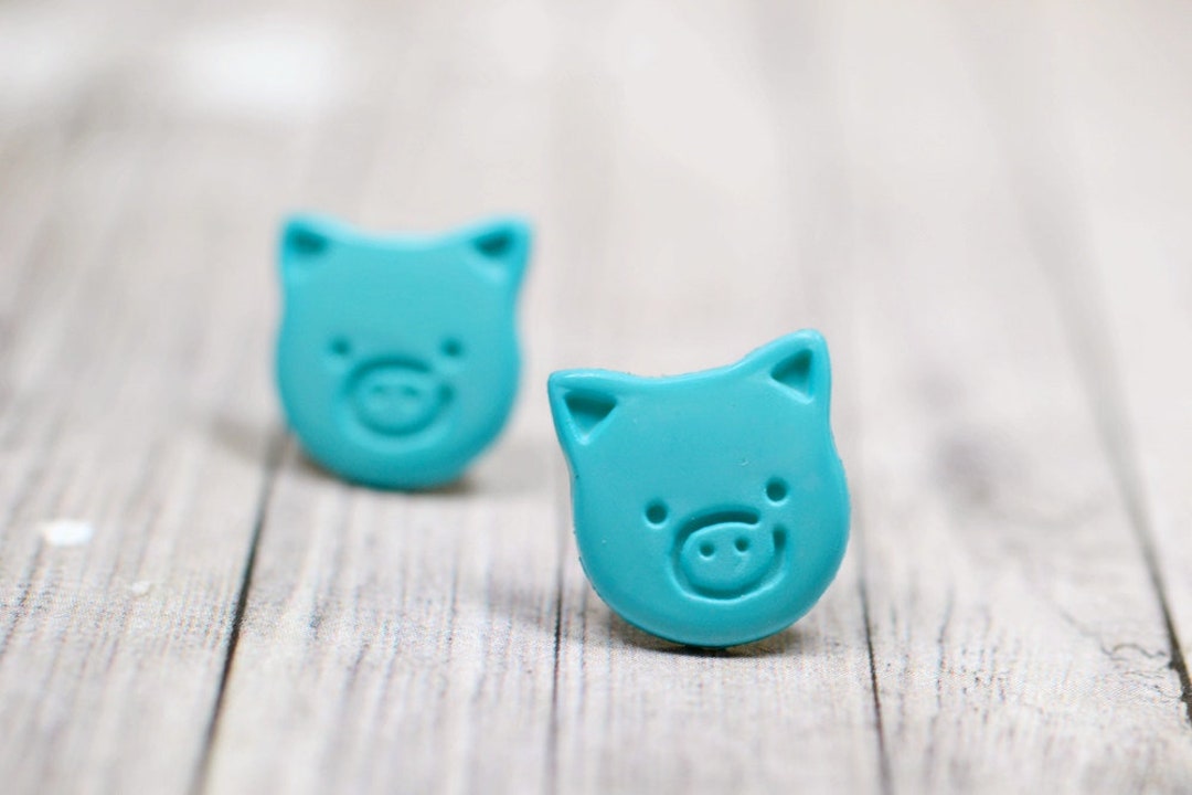 Teal Pig Earrings, Cute Piggies Farm Animal Lovers, Farmhouse Chic ...