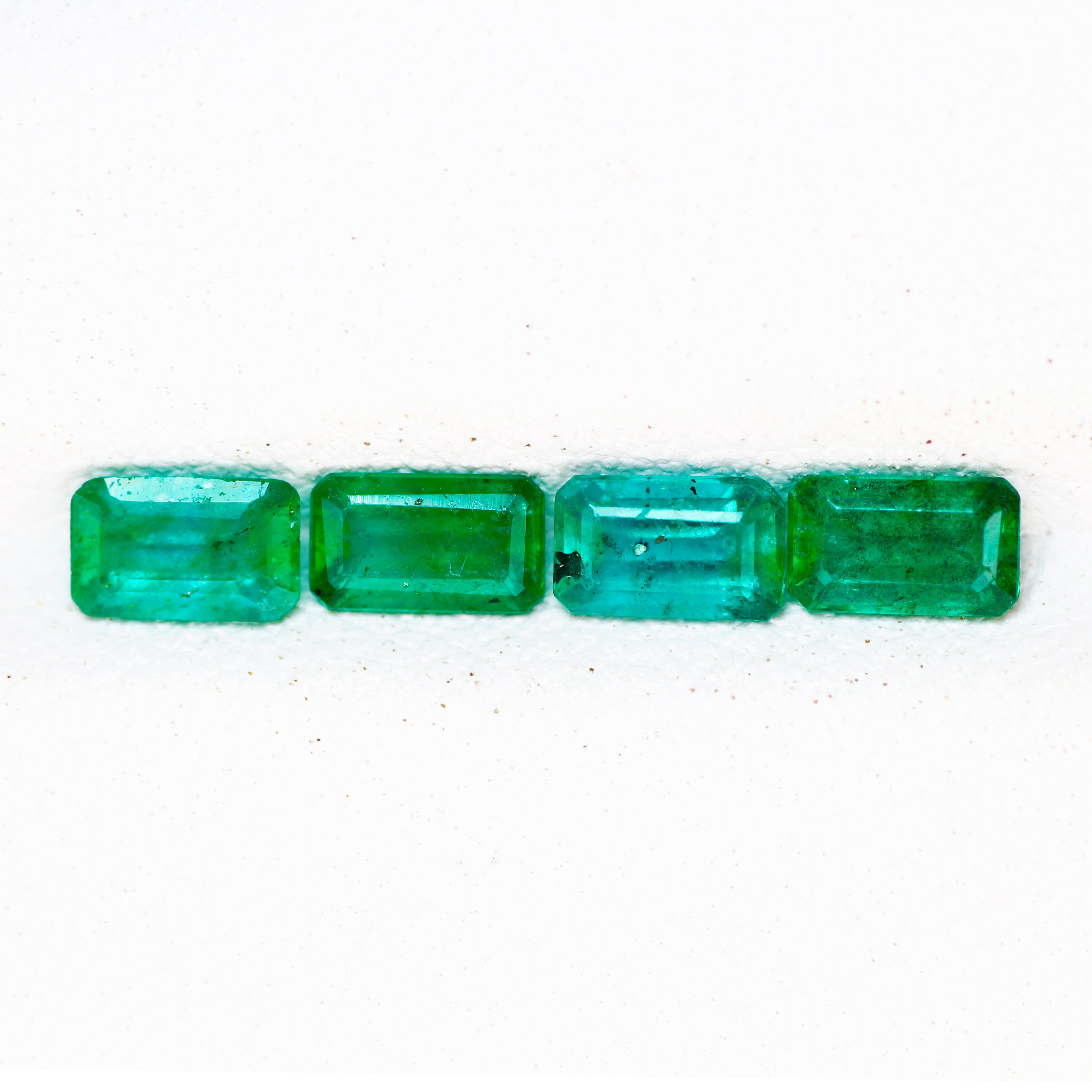 1.08ct Rectangular Quad Emerald Loose Gemstone pair Octagon Emerald ...