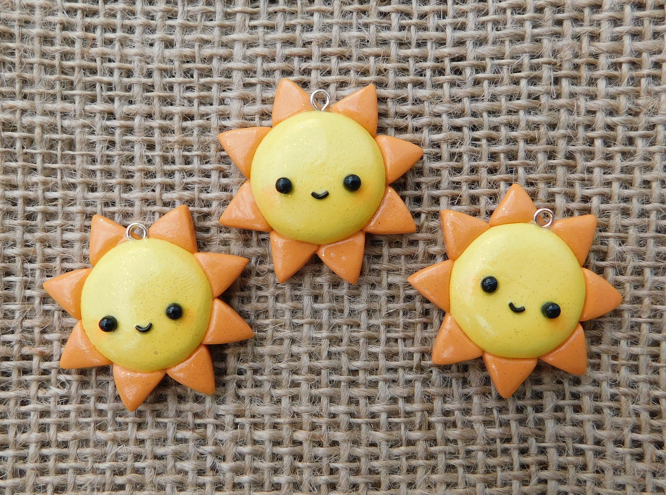 Sparkling Sun Charm Fun Clay Sun Keychain Backpack Bling | Etsy