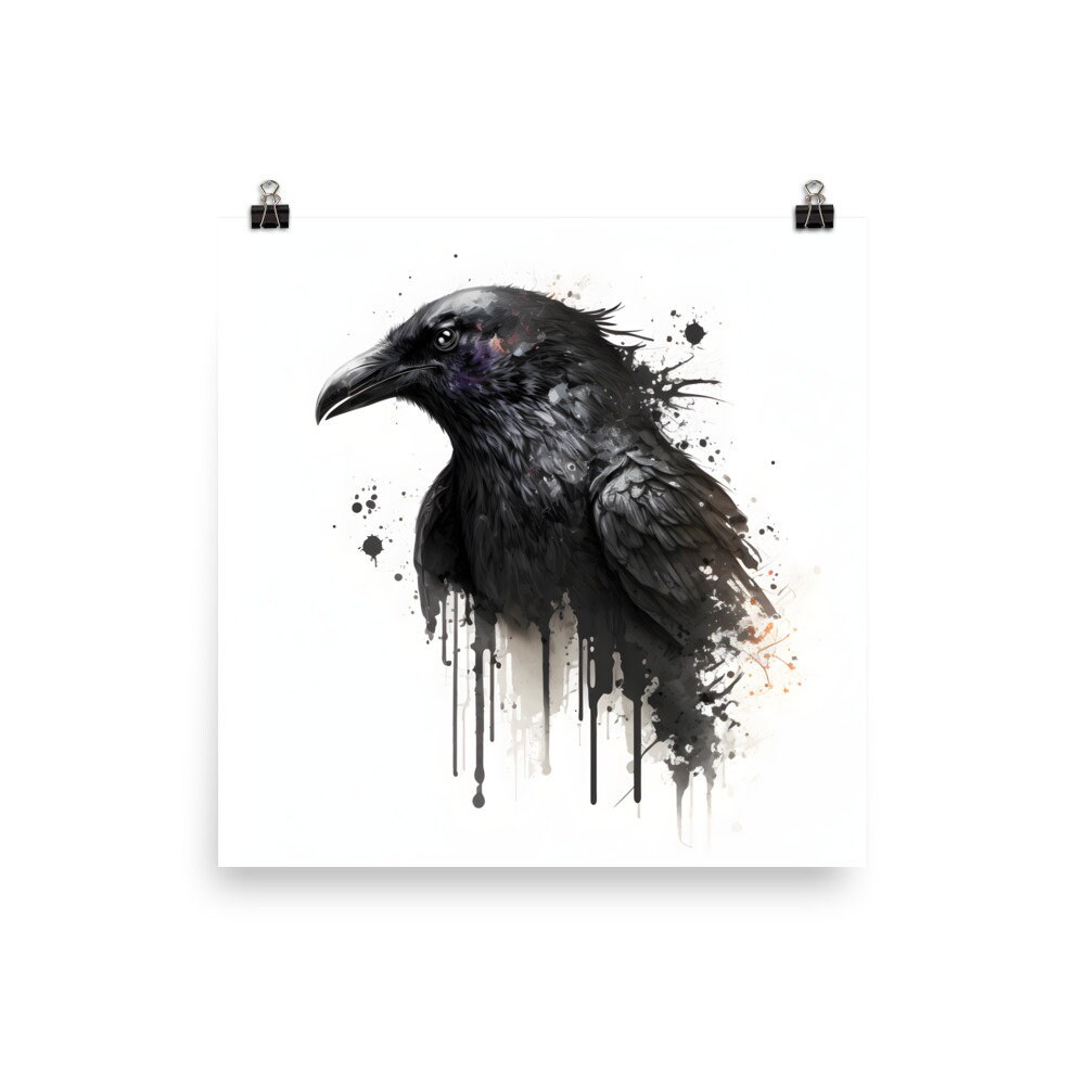 Digital Gothic Raven Poster - Etsy