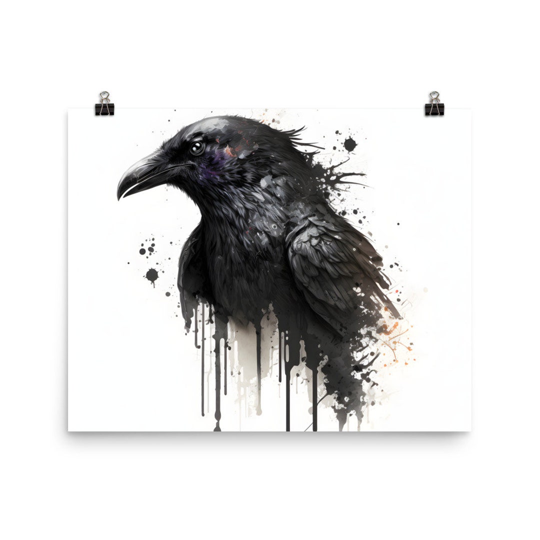 Digital Gothic Raven Poster - Etsy