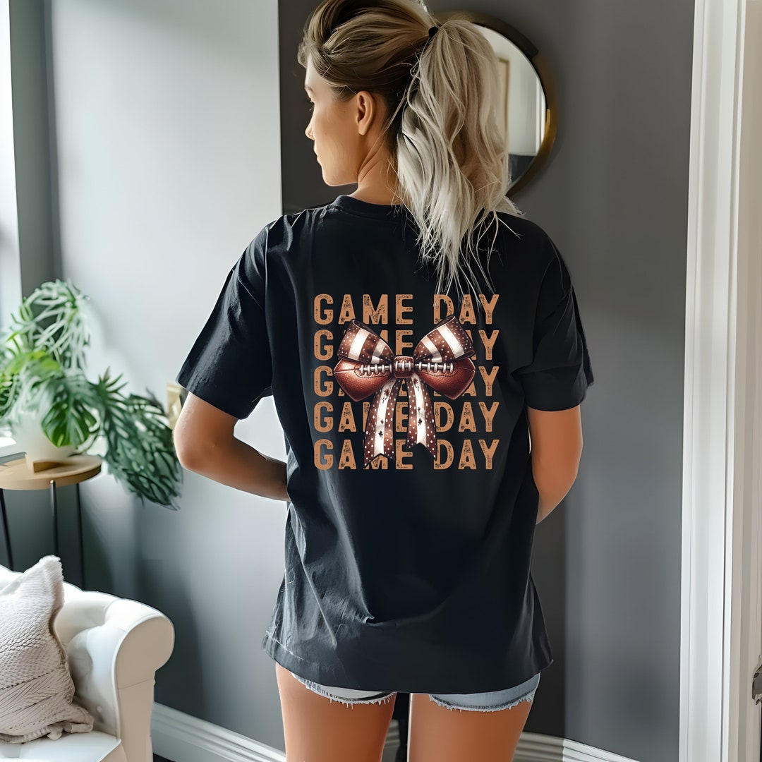 Women's Football Shirt, Game Day Football Shirt, Bow Football Shirt ...