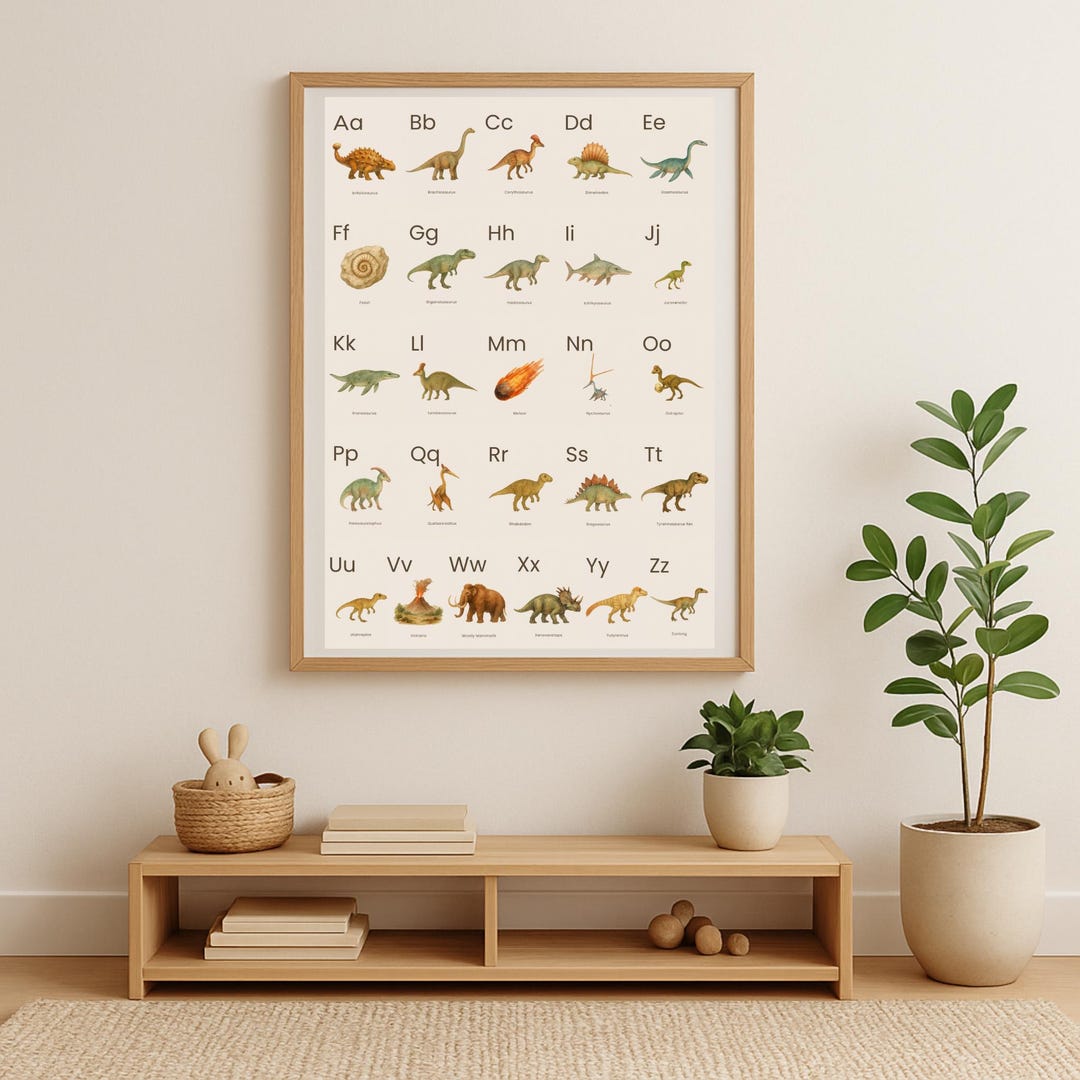 Alphabet Dinosaur Poster - Etsy