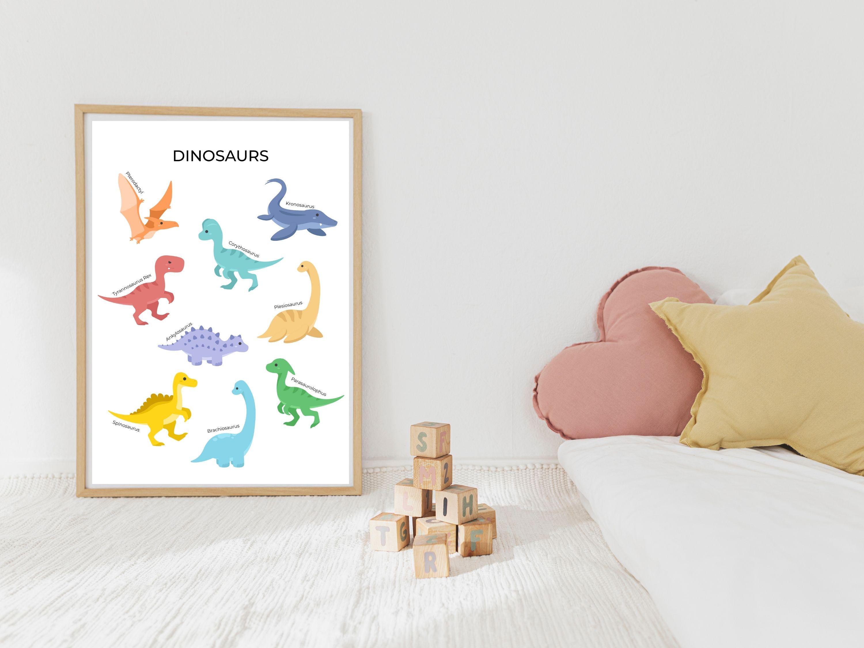 Printable Dinosaur Poster for Kids – A3 & A4 Wall Art – Cute Dino Chart ...