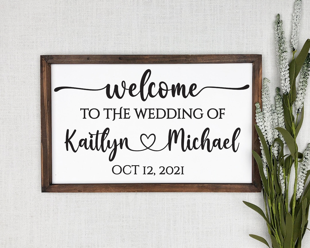 Wedding Welcome Sign, Custom Bride Groom Names, Vinyl Mural, Wedding ...
