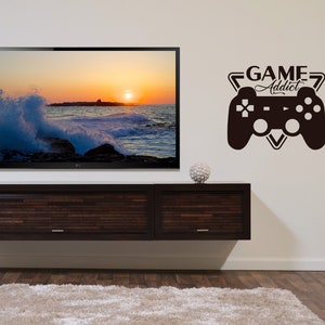 Game Addict Wall Decal Video Gaming Gamer Vinyl Lettering - Etsy