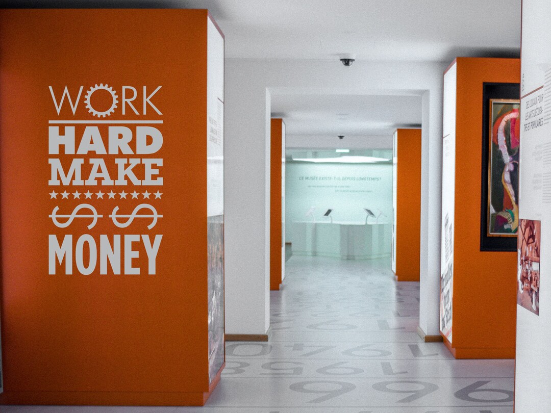 Wall Decal / Work Hard Make Money Decal, Motivational Wall Decor, Money ...