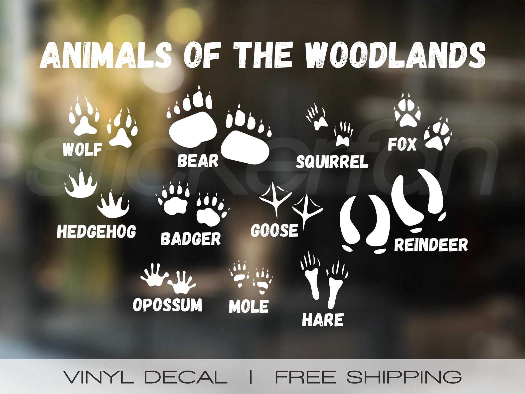 Wall Decal Woodland Animals Paw Prints Decal Bedroom or - Etsy
