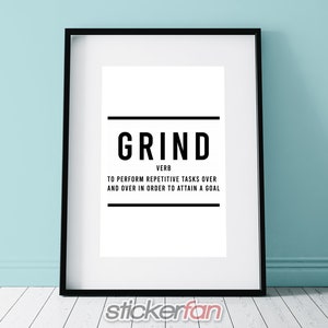 Grind Verb Quote Wall Decal, Office Room Wall Decor, Custom Vinyl ...