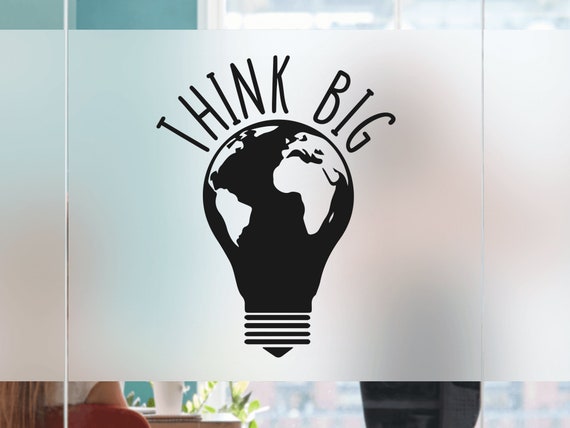 Think Big World Light Bulb Office Wall Decal Meeting Room | Etsy