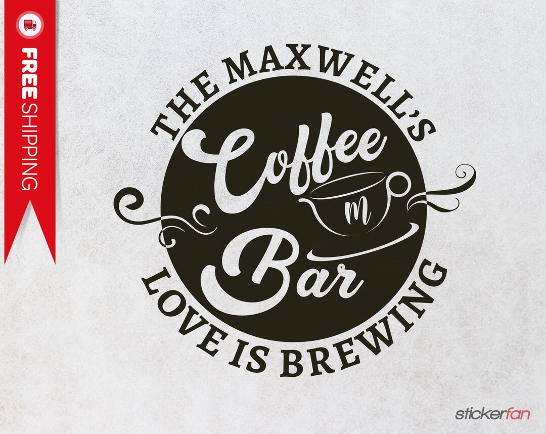 Personalized Coffee Bar Sign Wall Decal, Cafe Wall Decor, Custom Vinyl ...