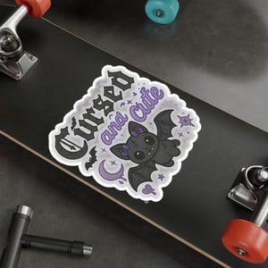 Cursed and Cute Sticker - Adorable Spooky Goth Bat Girly Cutesy Pookie ...