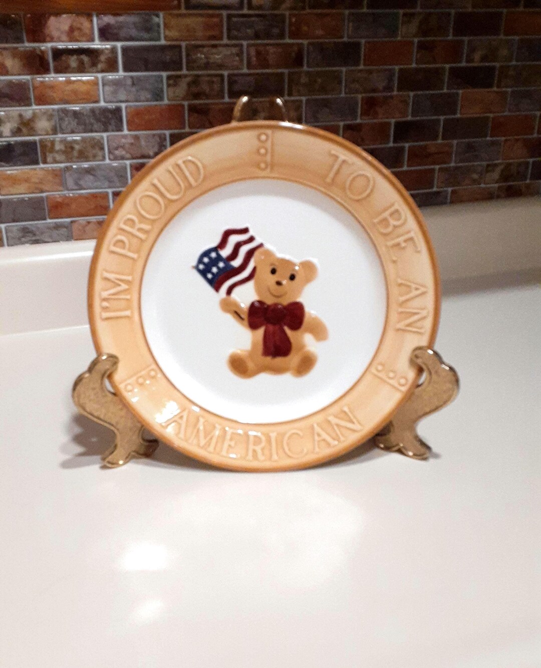 Proud Bear Plate, i'm Proud to Be an American, Original Red Plate Co ...