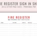 Fire Register Visitor Sign in Sheet Printable PDF Template - Etsy
