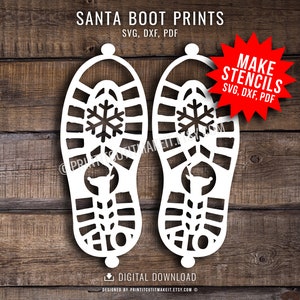 Santa Claus Footprint Bootprint Christmas Digital Cutting Files SVG DXF ...