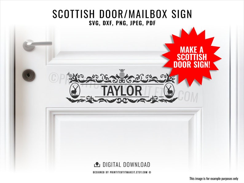 Scottish Thistle Stag Door Sign Mailbox Sign SVG DXF PNG Jpeg Pdf ...