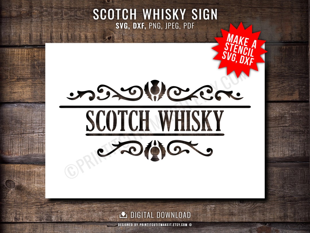 Scottish Scotch Whisky Sign SVG DXF Png Jpeg Pdf Vintage Flourish ...