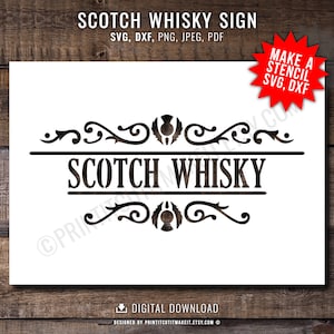 Scottish Scotch Whisky Sign SVG DXF Png Jpeg Pdf Vintage Flourish ...