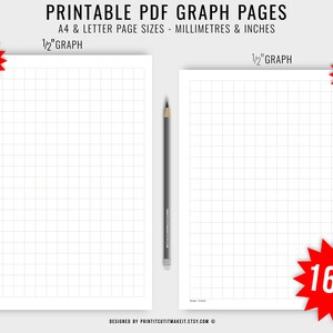 Printable Graph Paper PDF Bundle Imperial Metric A4 US Letter PDF ...