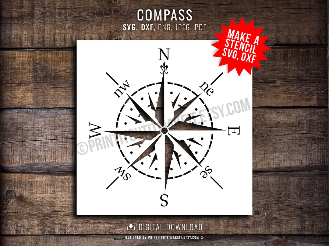 Compass Rose Windrose Design SVG DXF Png Jpeg Pdf Make Paint Nautical ...